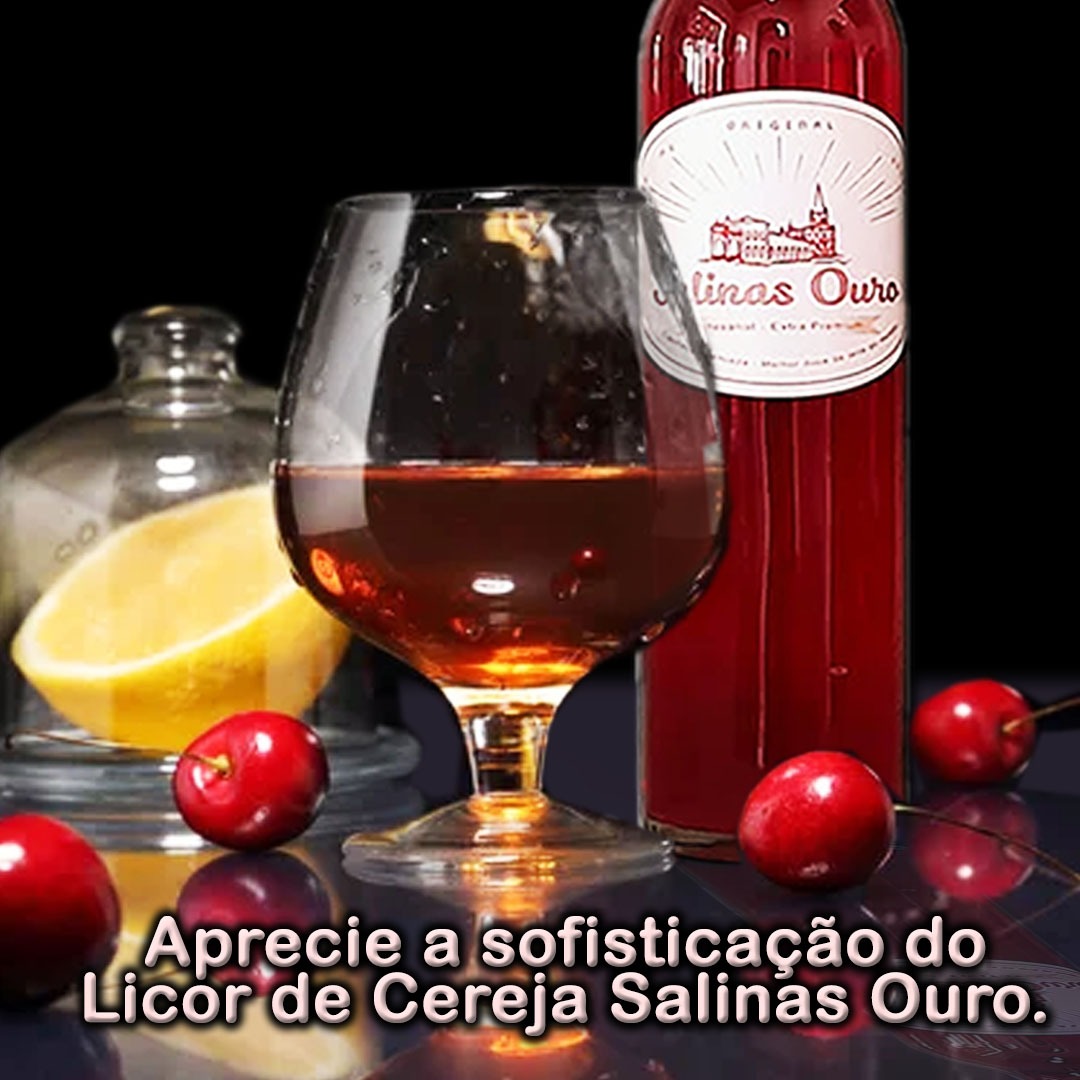 Aprecie a sofisticação do Licor de Cereja Salinas Ouro.